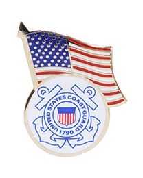 Coast Guard w/flag Pin - Hi Army Museum Society Store